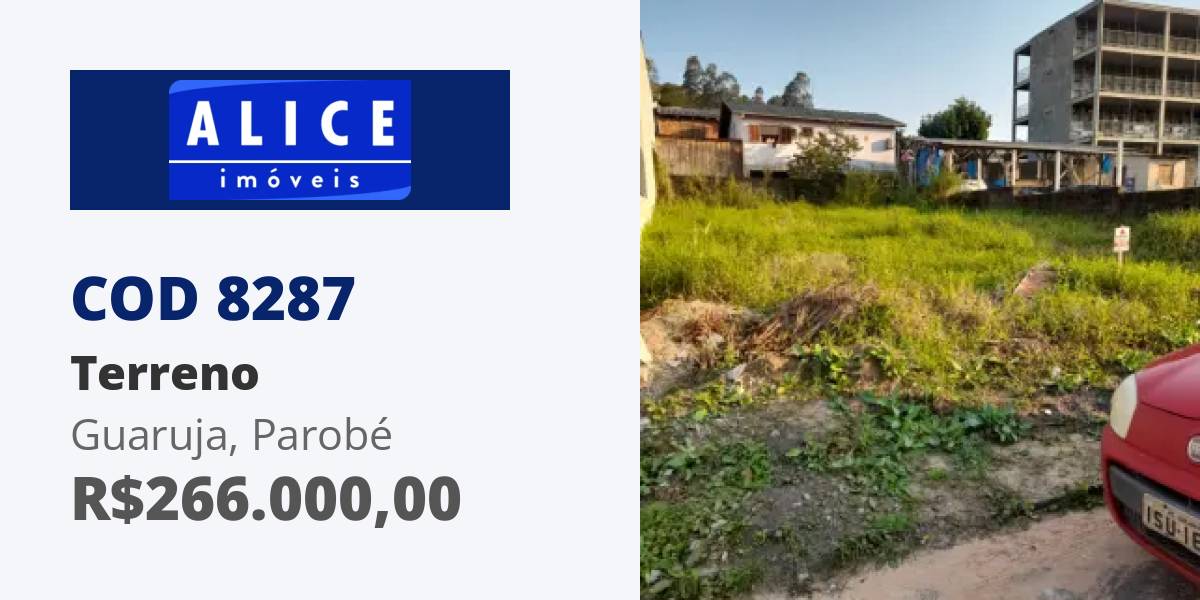 terreno a venda - Guaruja, Parobé [8287] - Alice Imóveis - Imobiliária ...