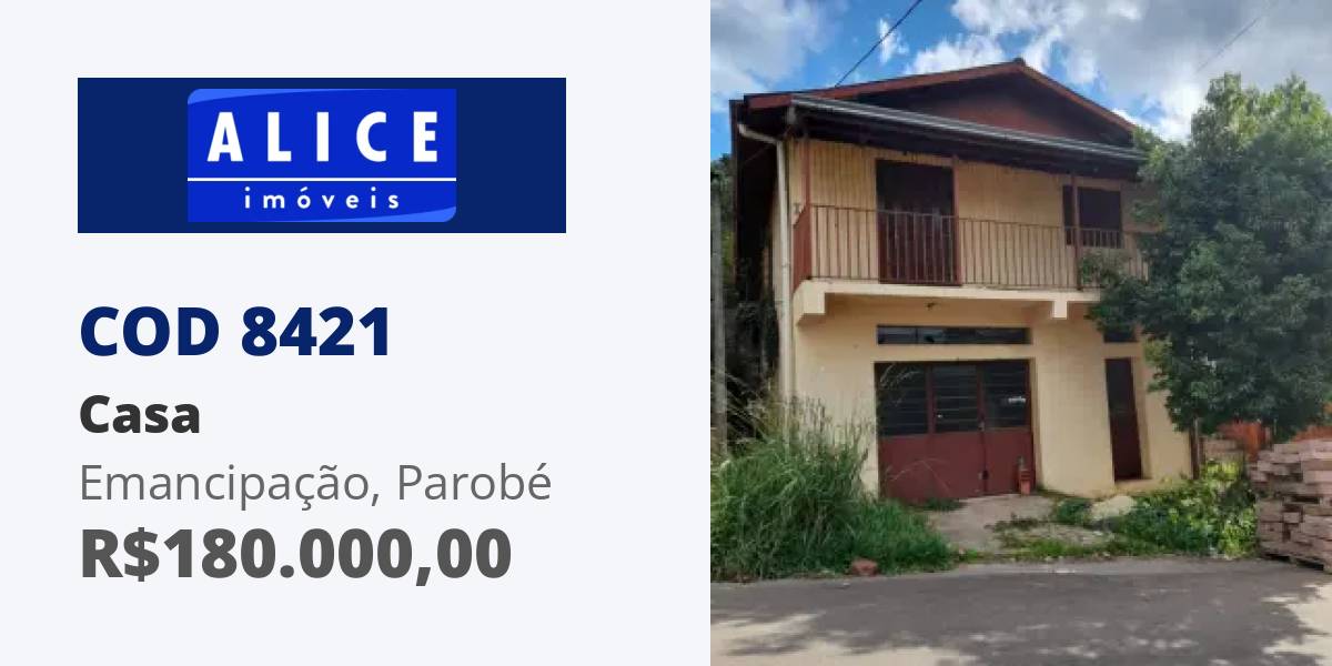 casa a venda - Emancipação, Parobé [8421] - Alice Imóveis - Imobiliária ...